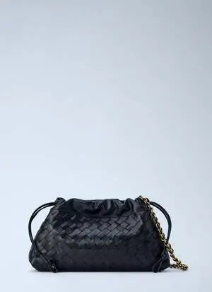 Bottega Veneta Intrecciato Calfskin Pouch With Metal Chain