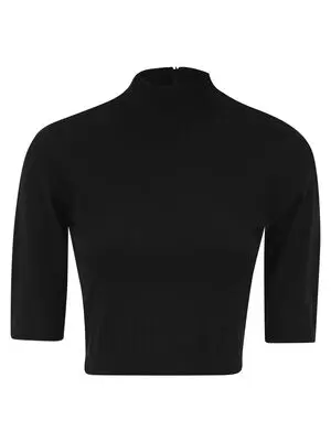 MAX MARA Max Mara Cropped High-Neck Viscose Knit Top