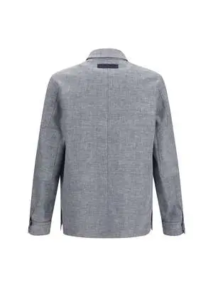 Zegna Crossover Shirt Jacket In Linen Wool And Silk - Gray