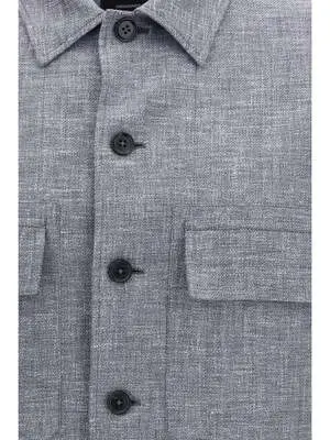 Zegna Crossover Shirt Jacket In Linen Wool And Silk - Gray