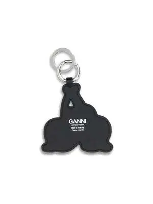 GANNI Cherry Embellished Logo Keyring - Red