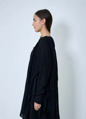 Yohji Yamamoto Gauzed Frilled Wool Blouse