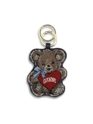GANNI Teddy Bear Keyring With Heart Detail - Multicolor