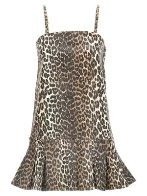 GANNI Leopard Print Mini Dress - Multicolor