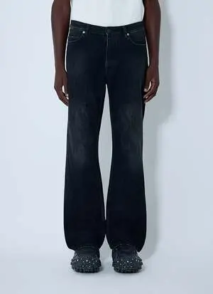 Balenciaga Distressed Straight Leg Jeans - Black