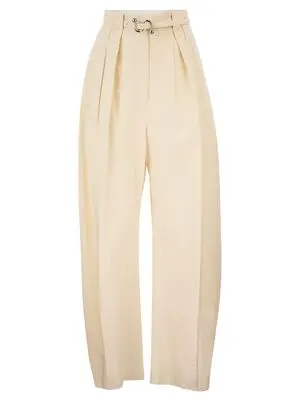 Sportmax Wide Leg Cotton Trousers With Integrated Belt - Multicolor