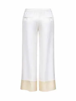 TOTEME White Satin Drawstring Pajama-style Trousers - Multicolor