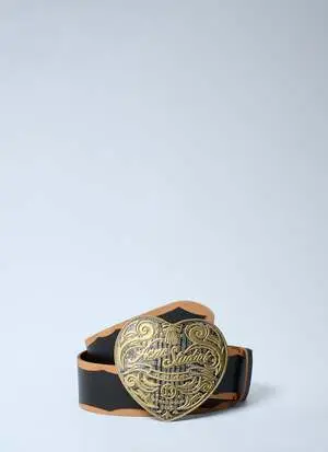 Acne Studios Heart Logo Engraved Leather Belt - Multicolor