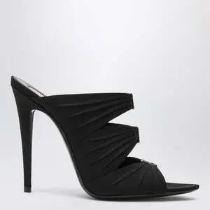 Saint Laurent Emilie Mules In Crepe Satin - Black
