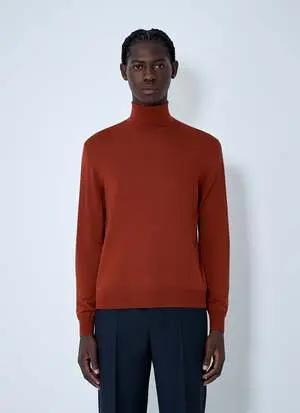 Saint Laurent Fine Knit Wool Turtleneck Sweater - Red