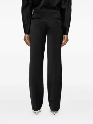 TOTEME Black Linen Blend Straight Leg Trousers - Multicolor