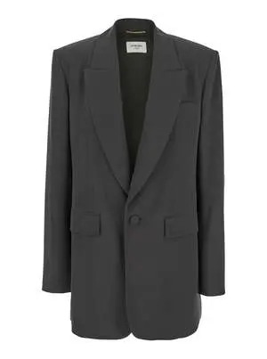 Saint Laurent Single-breasted Jacket With Peak Lapels - Gray
