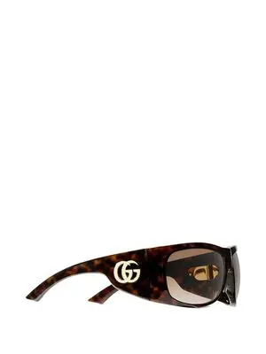 Gucci Rectangular Frame Sunglasses With Tortoiseshell Effect - Multicolor