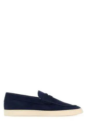 Brunello Cucinelli Navy Suede Loafers With Tassel Detail - Blue