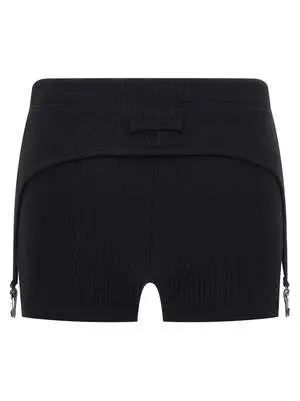 JEAN PAUL GAULTIER Ribbed Stretch Cotton Shorts With Garter Detail - Black