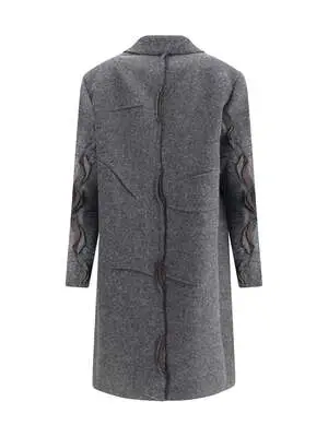 Prada Single-breasted Shetland Wool Coat With Notched Lapel And Vented Back