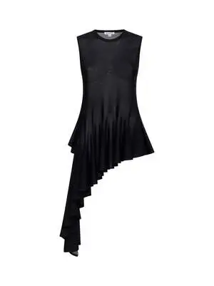 Alaïa Black Viscose Knit Asymmetric Godet Top - Multicolor