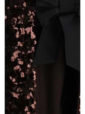 GANNI Sequin Top With Open Back And Bow Detail