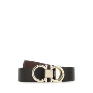 FERRAGAMO Gancini Buckle Leather Belt - Black