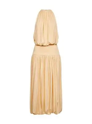 TOTEME TOTEME Fluid Viscose Gathered Midi Dress Multicolor
