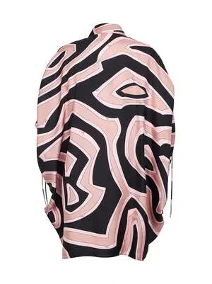 Emilio Pucci Black And Pink Labirinto-print Silk Twill Short Kaftan Dress - Multicolor