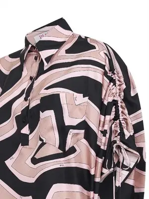 Emilio Pucci Black And Pink Labirinto-print Silk Twill Short Kaftan Dress - Multicolor