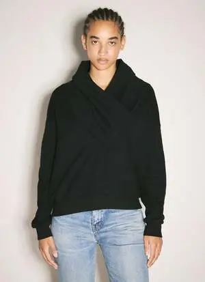 Saint Laurent High V-neck Cotton Fleece Sweatshirt