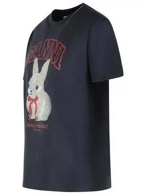 GANNI Cotton T-shirt With Puppy Logo