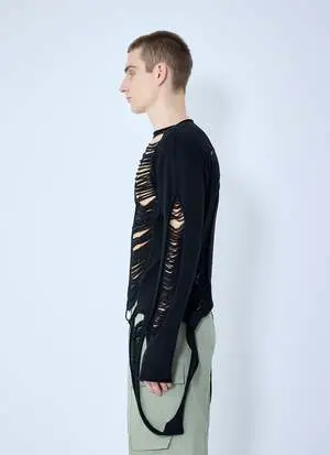 Rick Owens Crewneck Laddered Sweater In New Wool Knit