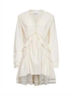 Isabel Marant Étoile Ecru Gauze And Lace Damya Mini Dress - Multicolor
