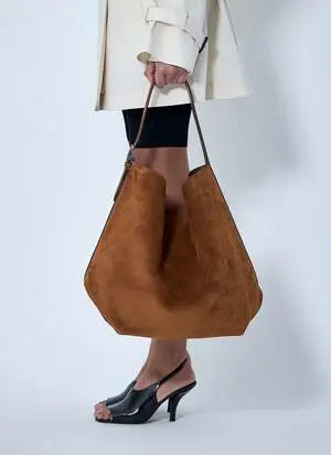 TOTEME Suede Belted Tote Bag - Brown