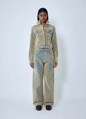 Acne Studios Cropped Textured Denim Jacket