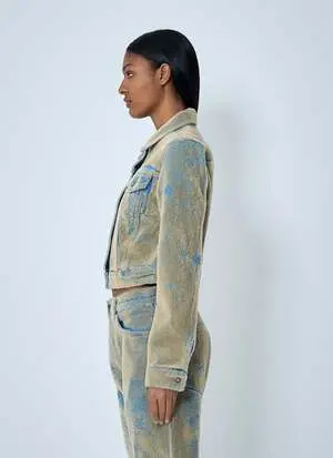 Acne Studios Cropped Textured Denim Jacket