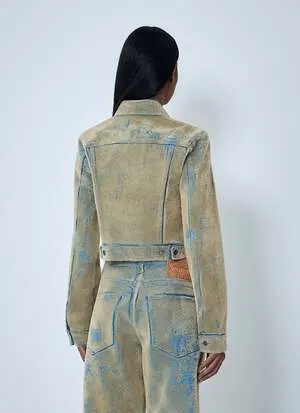 Acne Studios Cropped Textured Denim Jacket