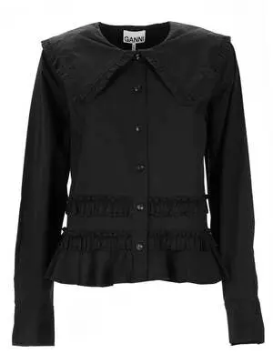 GANNI Ruffled Shirt - Black