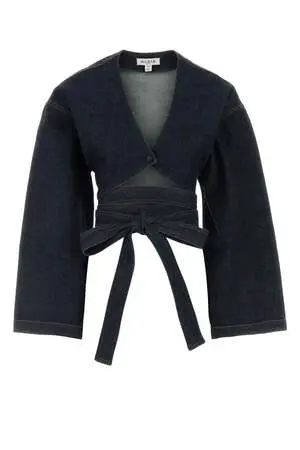 Alaïa Denim Jacket With Front Tie Detail