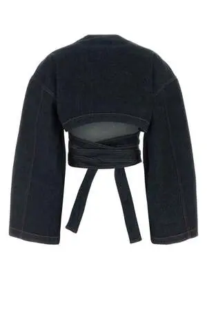 Alaïa Denim Jacket With Front Tie Detail