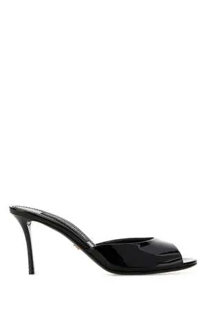 Dolce & Gabbana Leather Keira Mules - Black