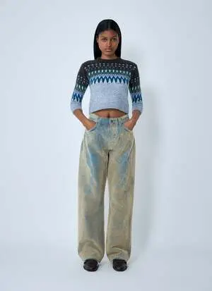 Acne Studios Flocked Denim Jeans - Blue