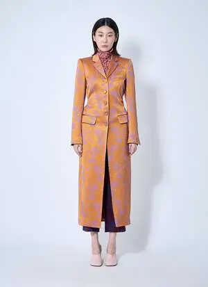 Dries Van Noten Floral Embroidered Tailored Coat - Orange