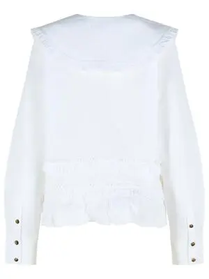 GANNI Cotton Shirt With Wide Rounded Collar And Button Closure