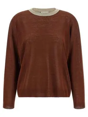 Brunello Cucinelli Dazzling Collar" Semi-transparent Linen Sweater