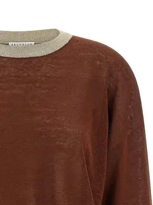Brunello Cucinelli Dazzling Collar" Semi-transparent Linen Sweater