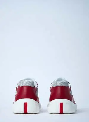 Prada America's Cup Low-top Leather And Mesh Sneakers - Red