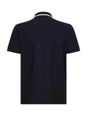 Moncler Blue Cotton Pique Polo Shirt With Logo Detail