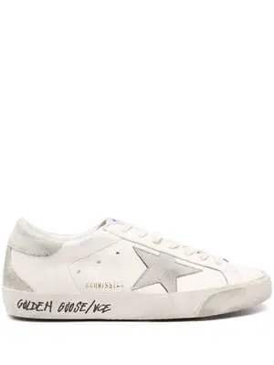 GOLDEN GOOSE Super-star Leather Sneakers With Perforated Detailing And Signature Star - Multicolor
