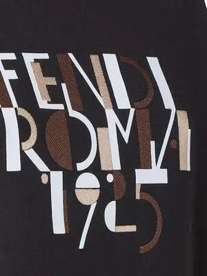 Fendi Oversized Cotton Sweatshirt With Roma Print - Black