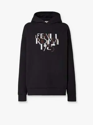 Fendi Oversized Cotton Sweatshirt With Roma Print - Black