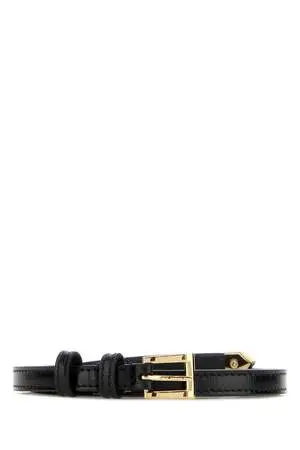 Prada Leather Belt With Antiqued Golden Metal Finish - Black