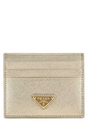 Prada Leather Card Holder - Gold